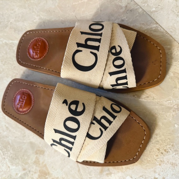 Chloe | Shoes | Chloe Woody Flat Logo Ribbon Sandals | Poshmark